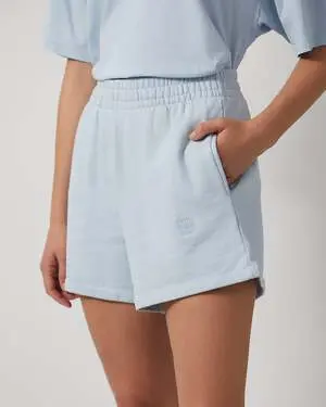 ANINE BING Kam Short Framed Monogram Shorts - Light Blue