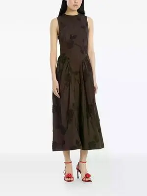 ROTATE BY BIRGER CHRISTENSEN Flower-motif Midi Dress - Brown