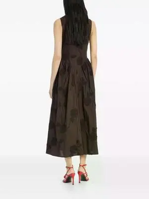 ROTATE BY BIRGER CHRISTENSEN Flower-motif Midi Dress - Brown