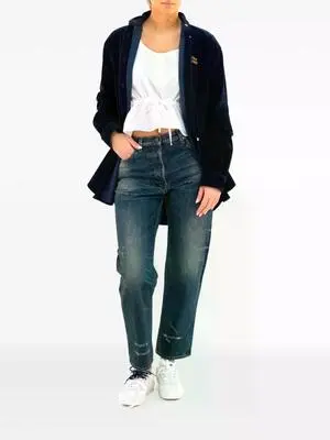 Miu Miu Corduroy Buttoned Shirt Jacket With Logo Lettering