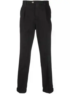 Brunello Cucinelli Cropped Cotton Trousers - Black