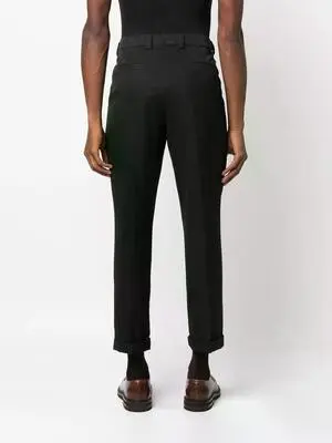 Brunello Cucinelli Cropped Cotton Trousers - Black