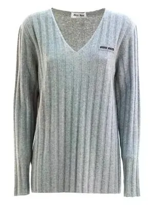 Miu Miu Wool And Cashmere V-neck Sweater