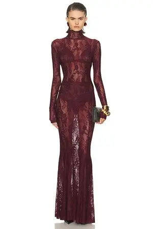 Norma Kamali Long Sleeve Turtleneck Fishtail Gown