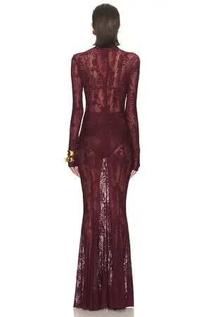 Norma Kamali Long Sleeve Turtleneck Fishtail Gown