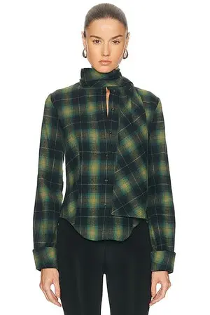 MIMCHIK Iris Scarf Shirt In Plaid Flannel