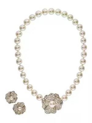 SUSAN CAPLAN 1990s Kenneth Jay Lane Necklace And Earrings Set - Silver