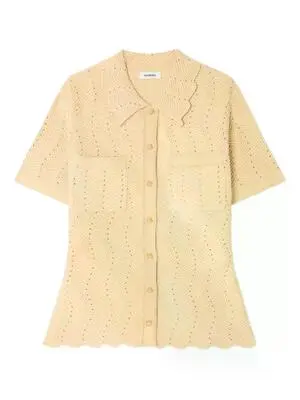 Sandro Zigzag Pattern Cardigan With Rhinestone Embellishments