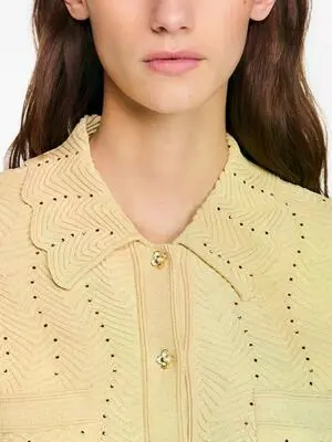 Sandro Zigzag Pattern Cardigan With Rhinestone Embellishments