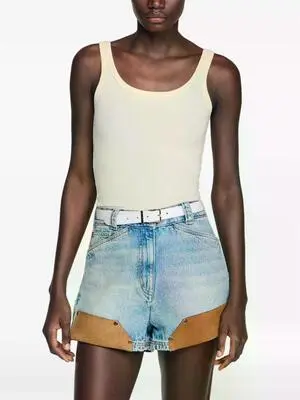 Sandro Ribbed Vest Top With Embroidered Detail
