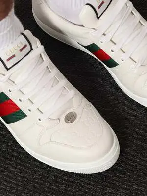 Gucci Screener Leather Sneakers - White