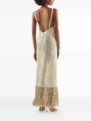TALLER MARMO Agrigento Disco Sequin Fringed Midi Dress