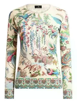 Etro Flora Fauna Motif Long Sleeve Top