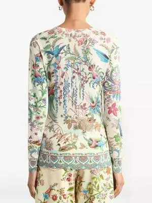 Etro Flora Fauna Motif Long Sleeve Top