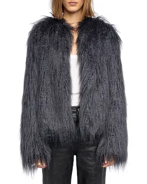Zadig&Voltaire Faux Fur Coat - Anthracite