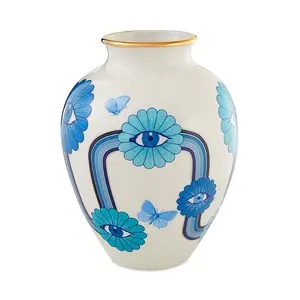 Jonathan Adler Druggist Urn Vase - Blue/white/gold