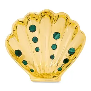 Jonathan Adler Brass Shell Tray - Brass/malachite