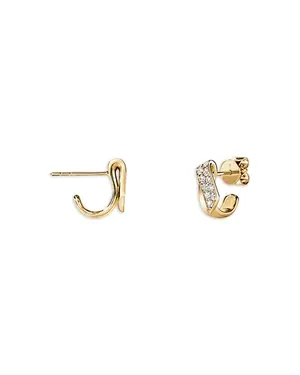 Hearts On Fire 18k Yellow Diamond Flip Huggie Hoop Earrings