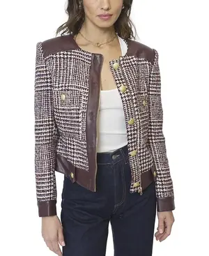 Central Park West Houndstooth Combo Jacket