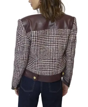 Central Park West Houndstooth Combo Jacket