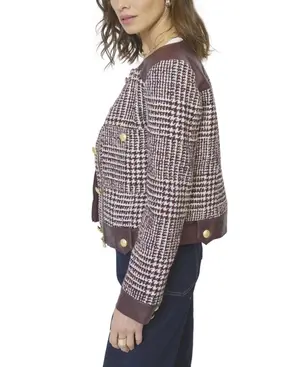 Central Park West Houndstooth Combo Jacket
