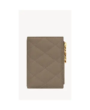 Saint Laurent Cassandre Bijou Bi-fold Wallet In Grain De Poudre Leather - Light Taupe