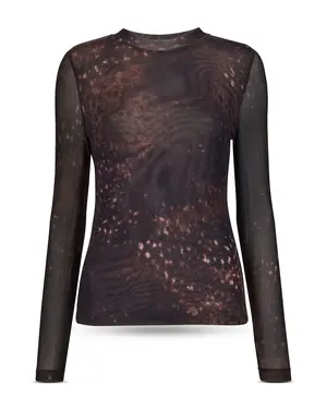 Whistles Spotted Animal Mesh Top