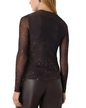 Whistles Spotted Animal Mesh Top