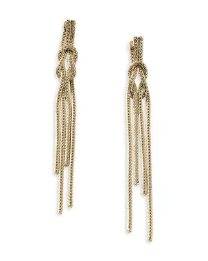 John Hardy 14k Yellow Love Knot Chain Drop Earrings - Gold