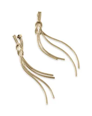 John Hardy 14k Yellow Love Knot Chain Drop Earrings - Gold