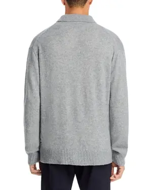 BOSS Relaxed Fit Wool Polo Sweater - Silver