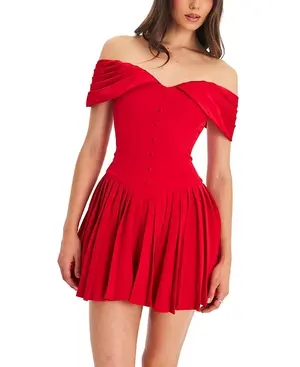 MISS CIRCLE NEW YORK Off-shoulder Mini Dress - Red