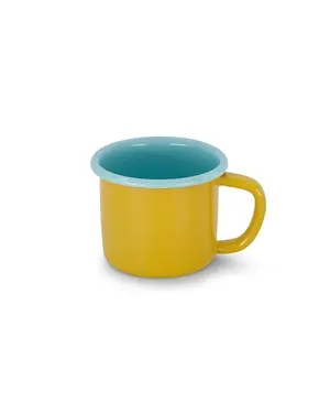 ELIFLE Enamel Mug, Set Of 4 - Mustard Light Blue