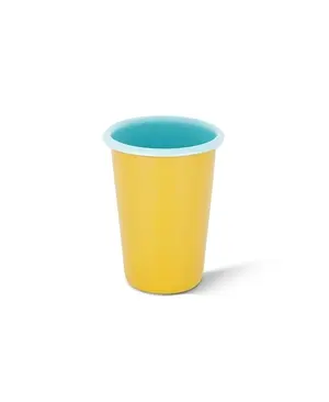 ELIFLE Large Enamel Tumbler, Set Of 4 - Mustard Light Blue