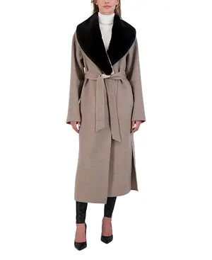 Gorski Wool Coat With Detachable Shearling Lamb Collar