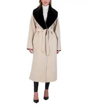 Gorski Wool Coat With Detachable Shearling Lamb Collar