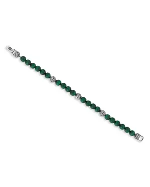 John Varvatos Sterling Gothic Malachite Bead Bracelet
