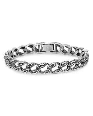 John Varvatos Sterling Gothic Textured Curb Link Bracelet - Silver