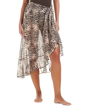 BEYOND CONTROL Bleu Rod Beattie Cover-up Tie Waist Skirt - Chocolate Multi
