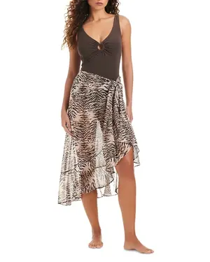 BEYOND CONTROL Bleu Rod Beattie Cover-up Tie Waist Skirt
