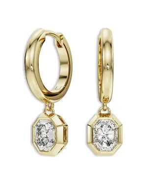 SWAROVSKI Octagon Lab Grown Diamond Bezel Hoop Earrings - Gold