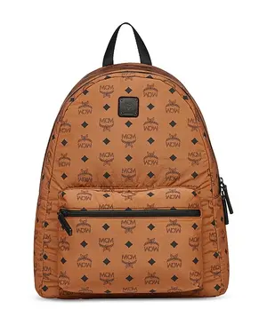 Mcm Stark Packable Backpack In Monogram Nylon - Cognac
