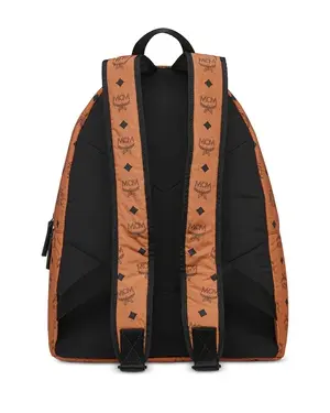 Mcm Stark Packable Backpack In Monogram Nylon - Cognac