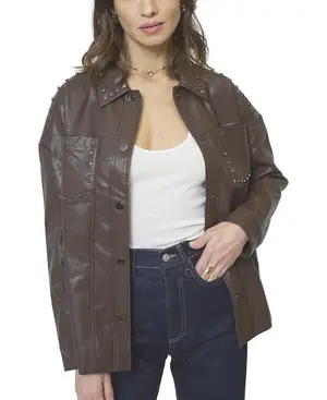 Central Park West Studded Leather Shacket
