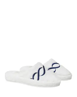 PRATESI Treccia Braid Embroidery Slippers - White/navy