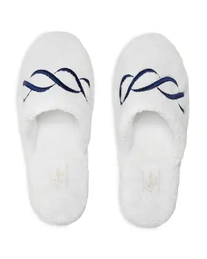 PRATESI Treccia Braid Embroidery Slippers - White/navy