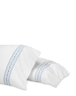 PRATESI Impero Pillowcase, King - White/medium Blue