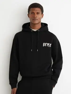 REISS Cotton Logo-print Hoodie
