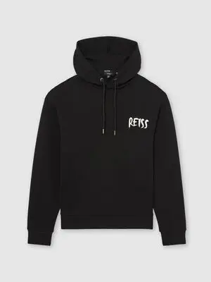 REISS Cotton Logo-print Hoodie