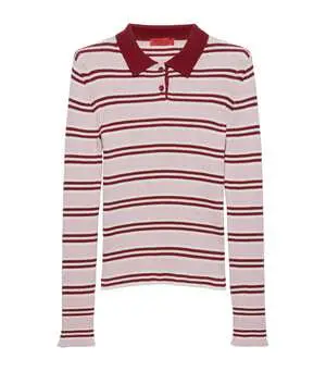 Max & Co. Rib-knit Stripe Polo Sweater - Red